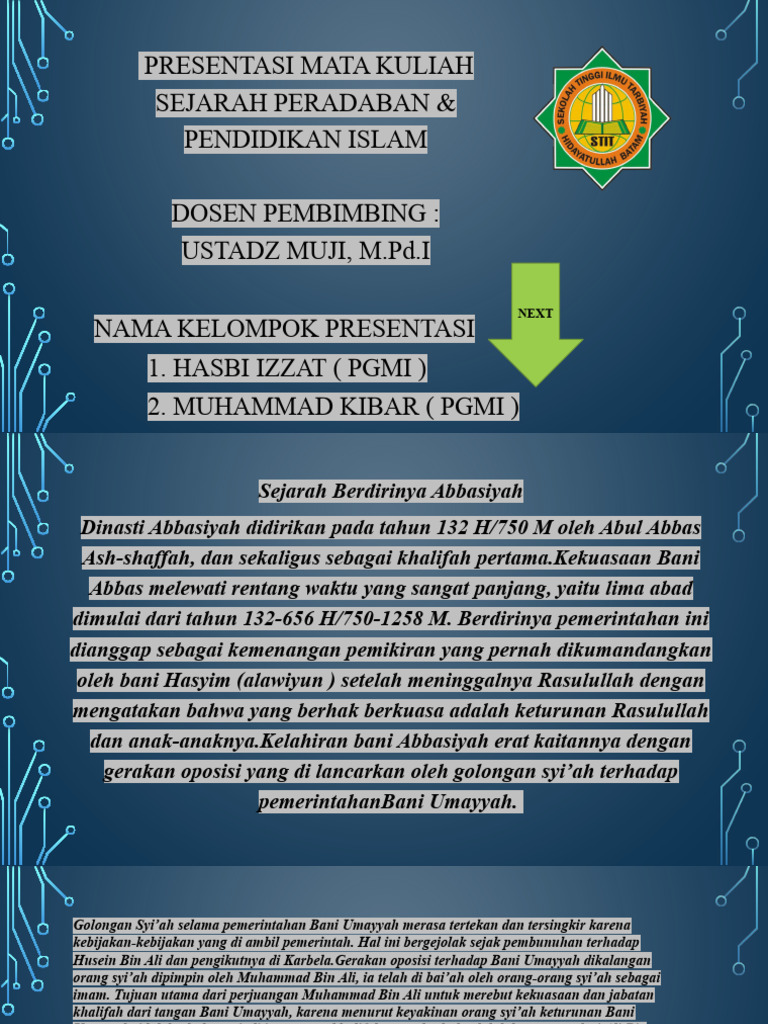 Presentasi Sejarah Peradaban Pendidikan Islam | PDF | Agama & Spiritualitas