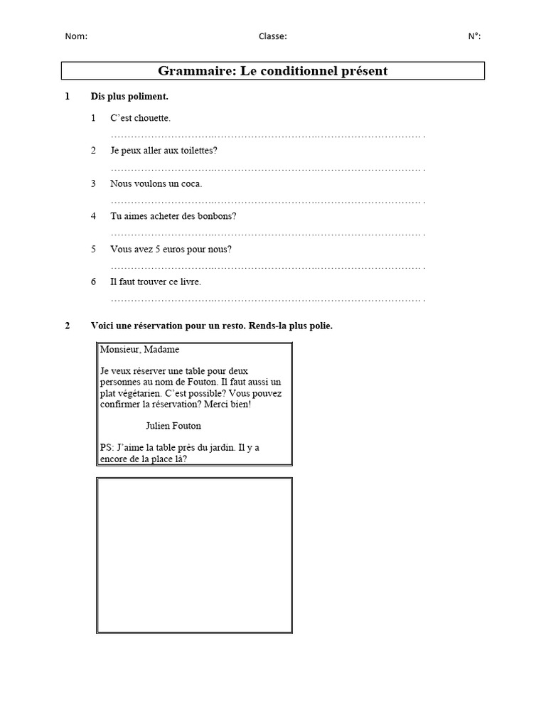 Grammaire : Le conditionnel présent | PDF