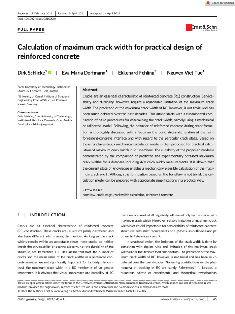 Civil Engineering Design - 2021 - Schlicke - Calculation of Maximum ...