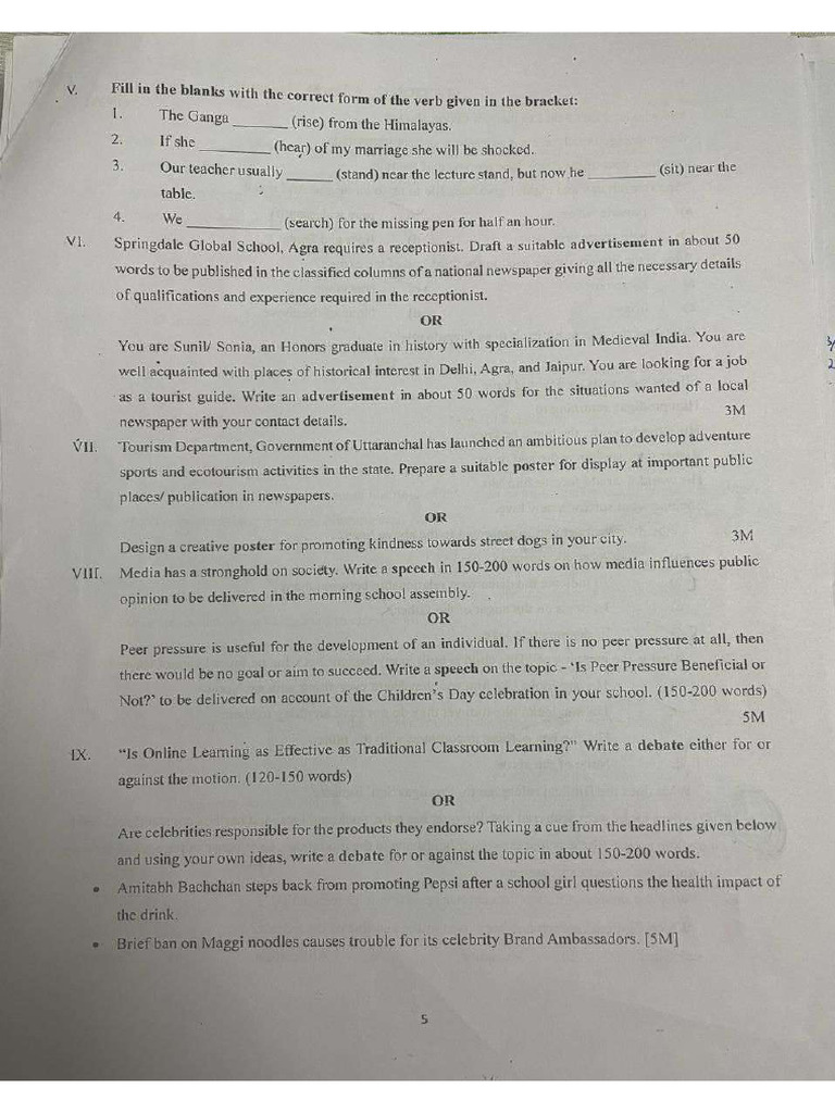 English Writing Skills Class 11 | PDF