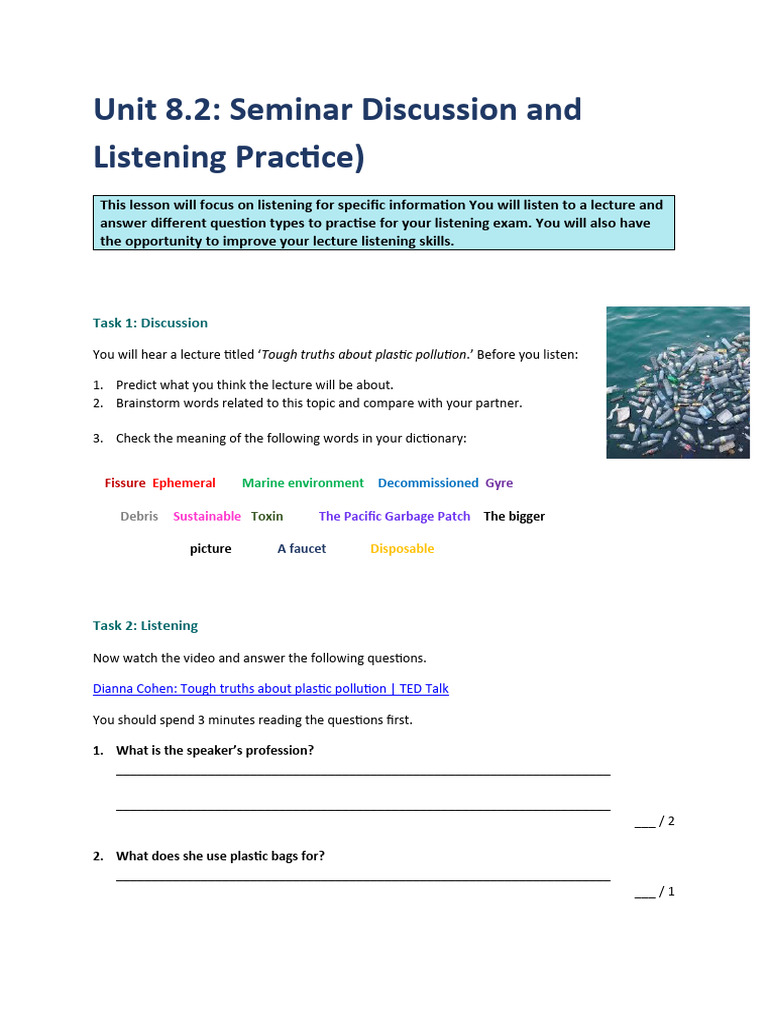 Unit 8.2: Seminar Discussion and Listening Practice) | PDF