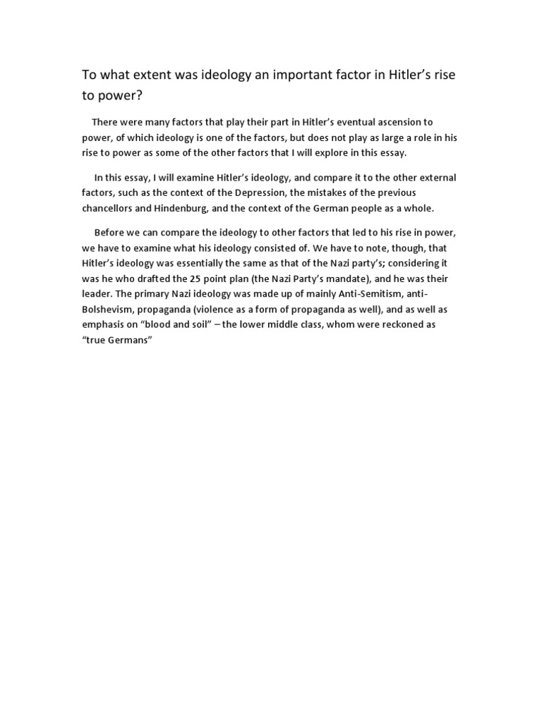 Ideology's Role in Hitler's Rise | PDF | Politics | History