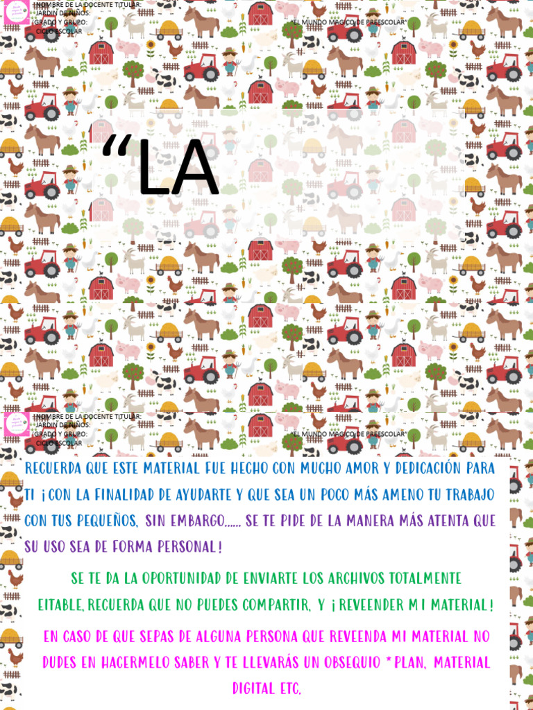 Proyecto Educativo: La Granja en Preescolar | PDF | Educación de la ...