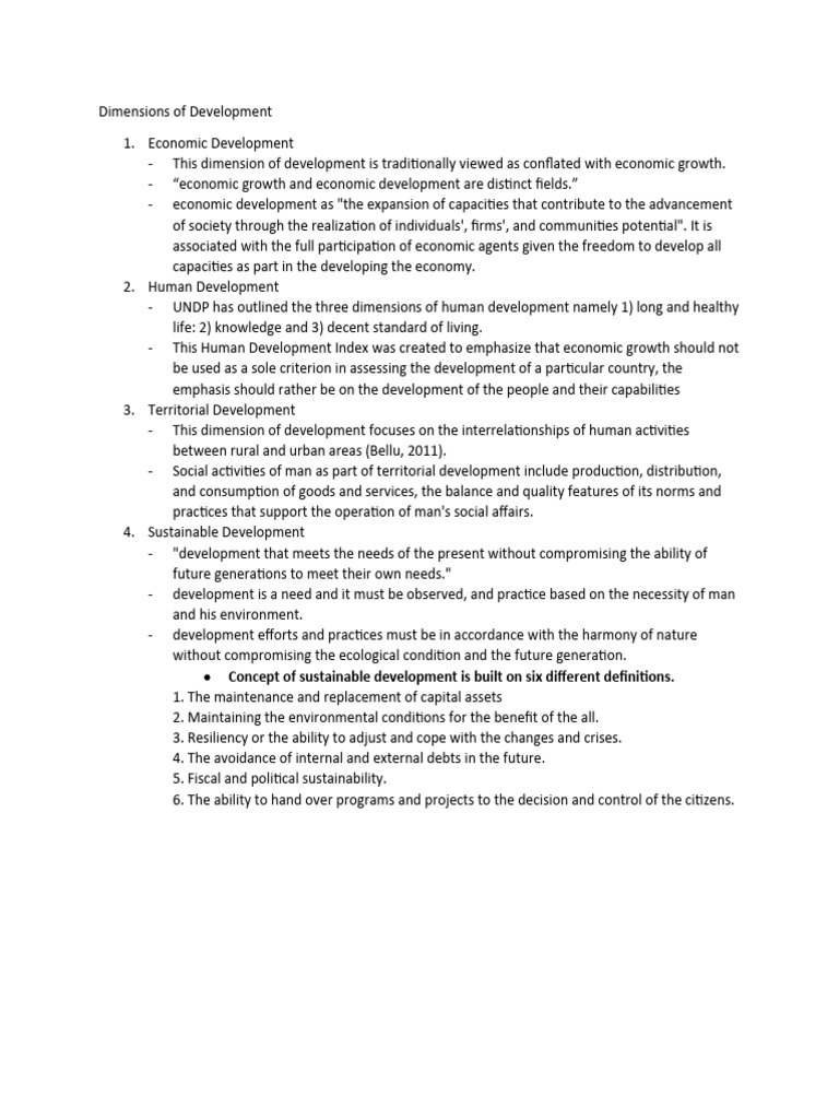 Dimensions of Development | PDF