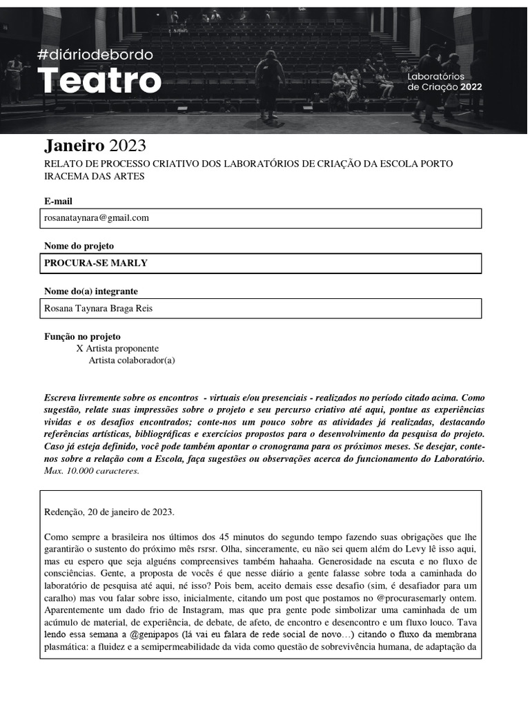 __Diario_de_Bordo_-_Lab_Teatro_-_Janeiro_2023_ROSANA_(1)_(1)_assinado | PDF