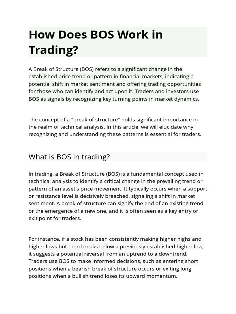 BREAK OF STRUCTURE | PDF
