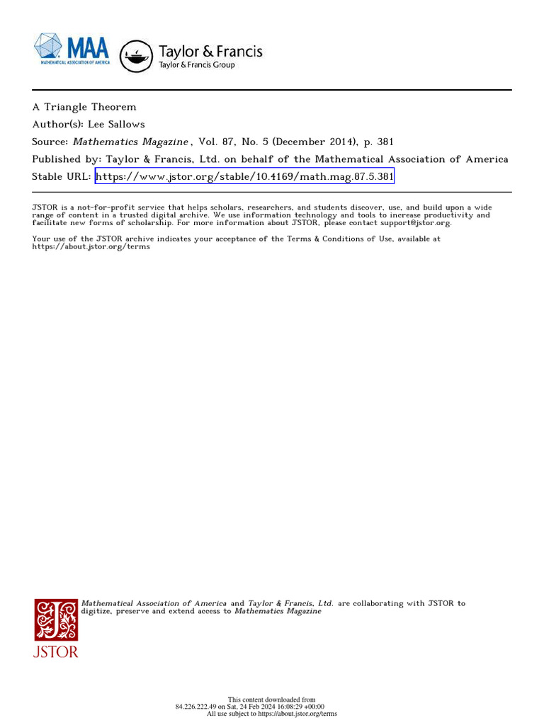 Sallows TriangleTheorem 2014 | PDF
