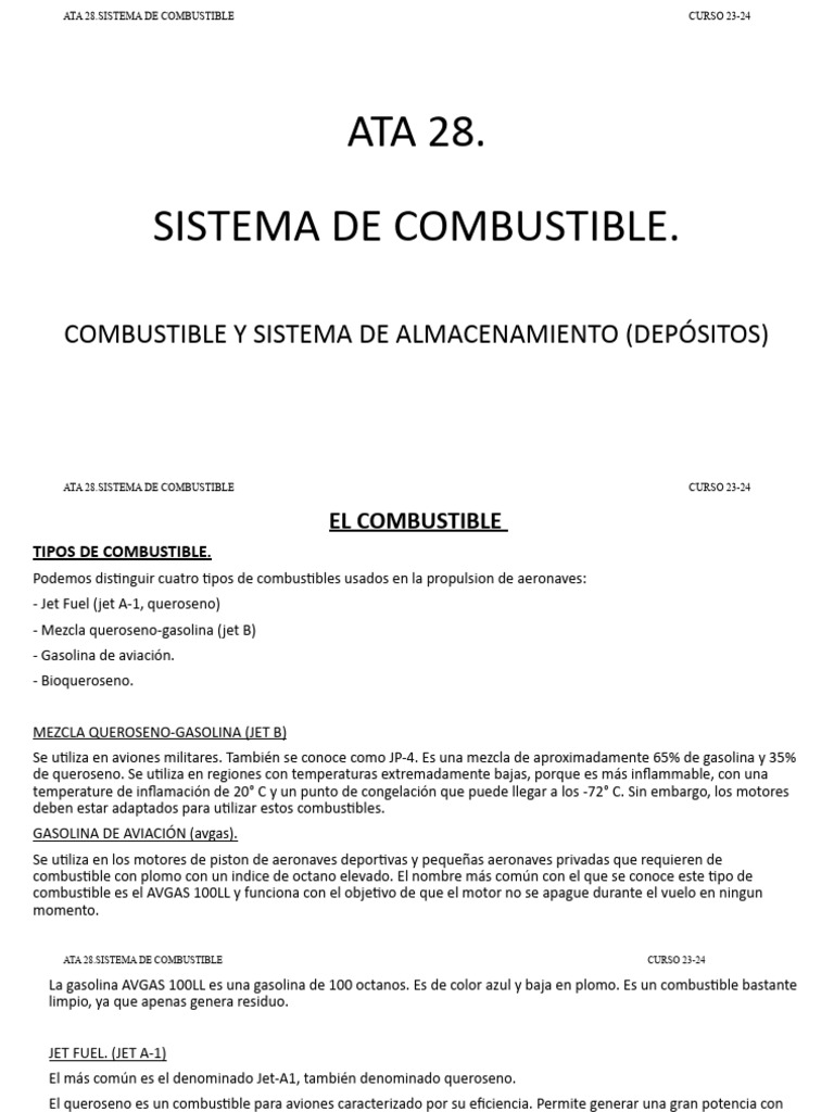 02.ATA 28.combustible y Sistema de Almacenamiento (Depósitos) . | PDF