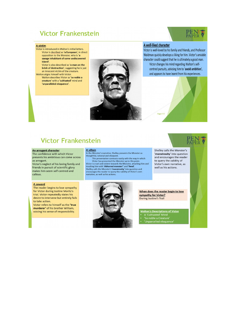 Frankenstein - Character Analysis | PDF