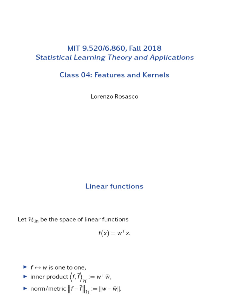 Class04 Feature+Kernels | PDF | Mathematical Analysis | Applied Mathematics