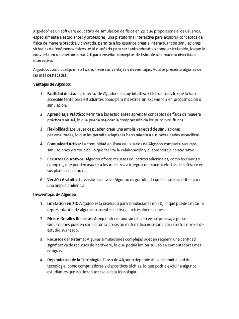 Algodoo | PDF | Simulación | Software