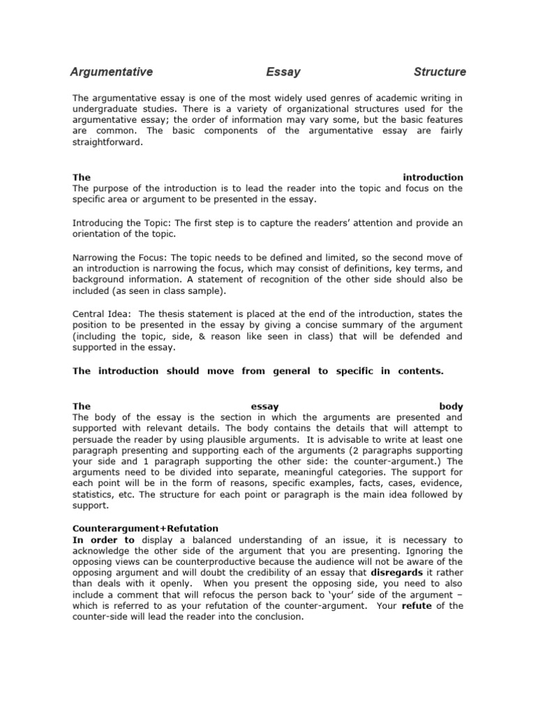 305 - Argumentative Essay Structure | PDF