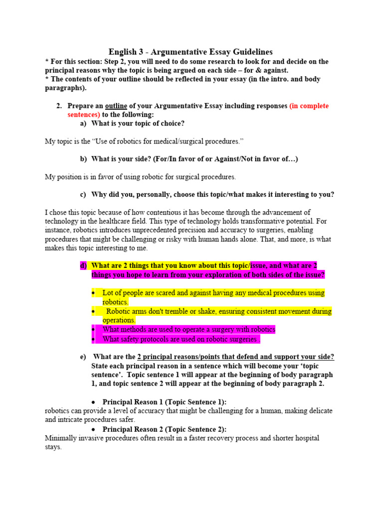 305 - Argumentative Essay Guidelines | PDF | Argument | Essays