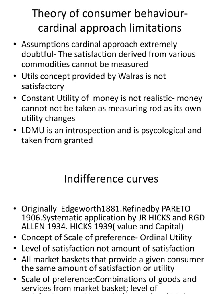 Theory of Consumer Behaviour - Cardinal Approach Limitations | PDF ...