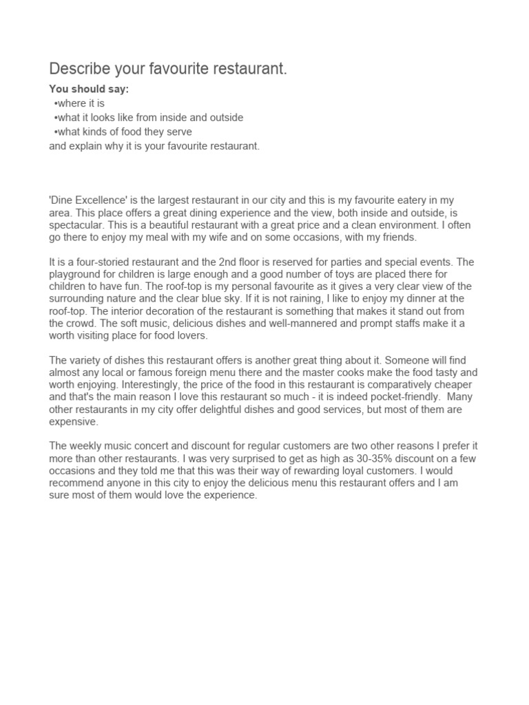 Describe Your Favourite Restaurant. | PDF