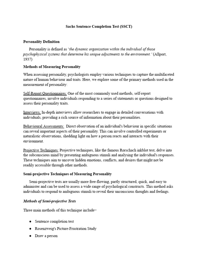 SACH Sentence Completion Test | PDF | Career & Growth | Self-Improvement