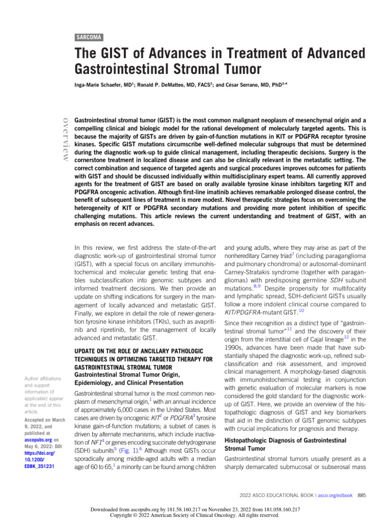 The GIST of Advances in Treatment of Advanced Gastrointestinal Stromal ...