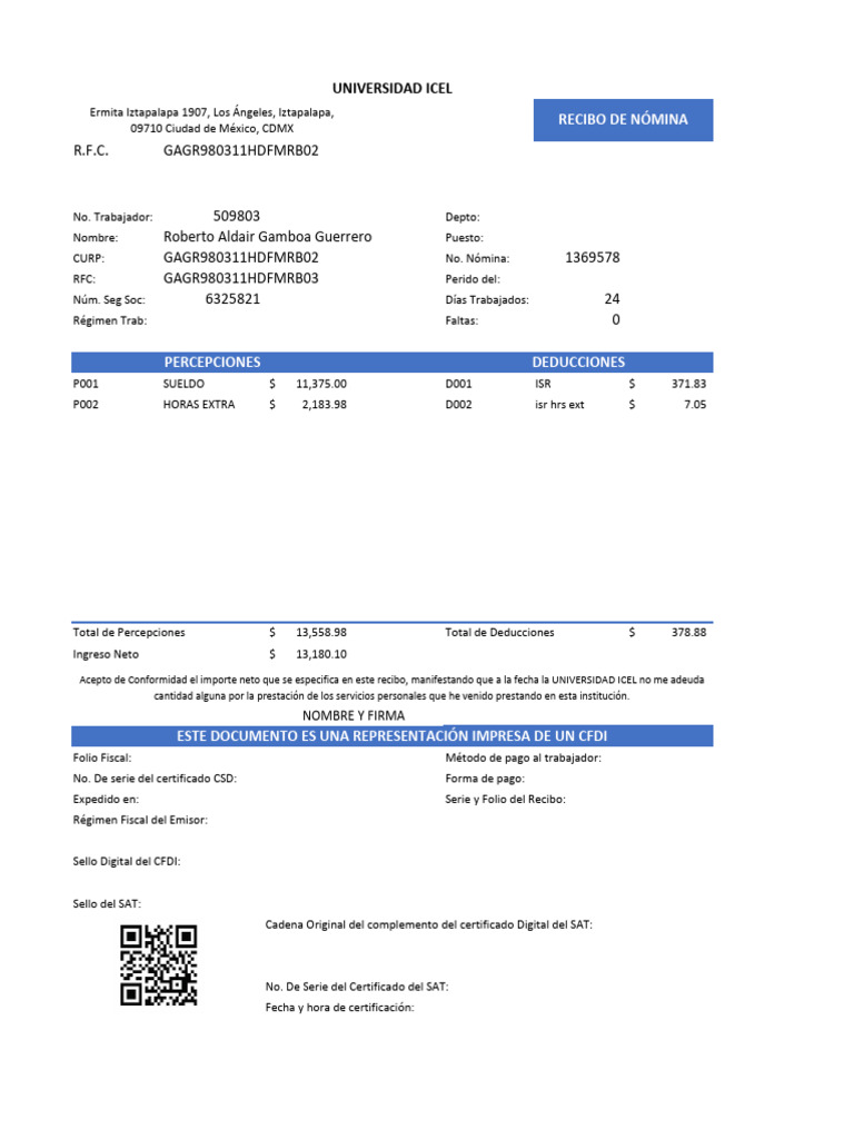 Semana 3 Recibos de Nómina | PDF