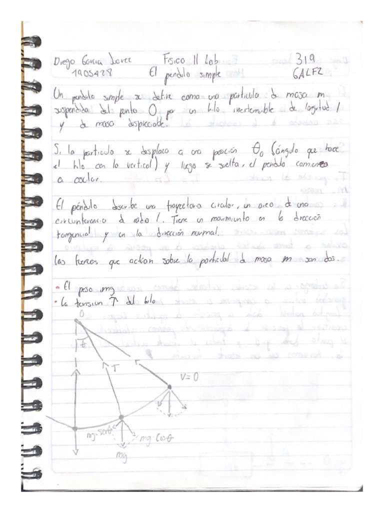 PENDULO SIMPLE MASA RESORTE lab física 2 | PDF
