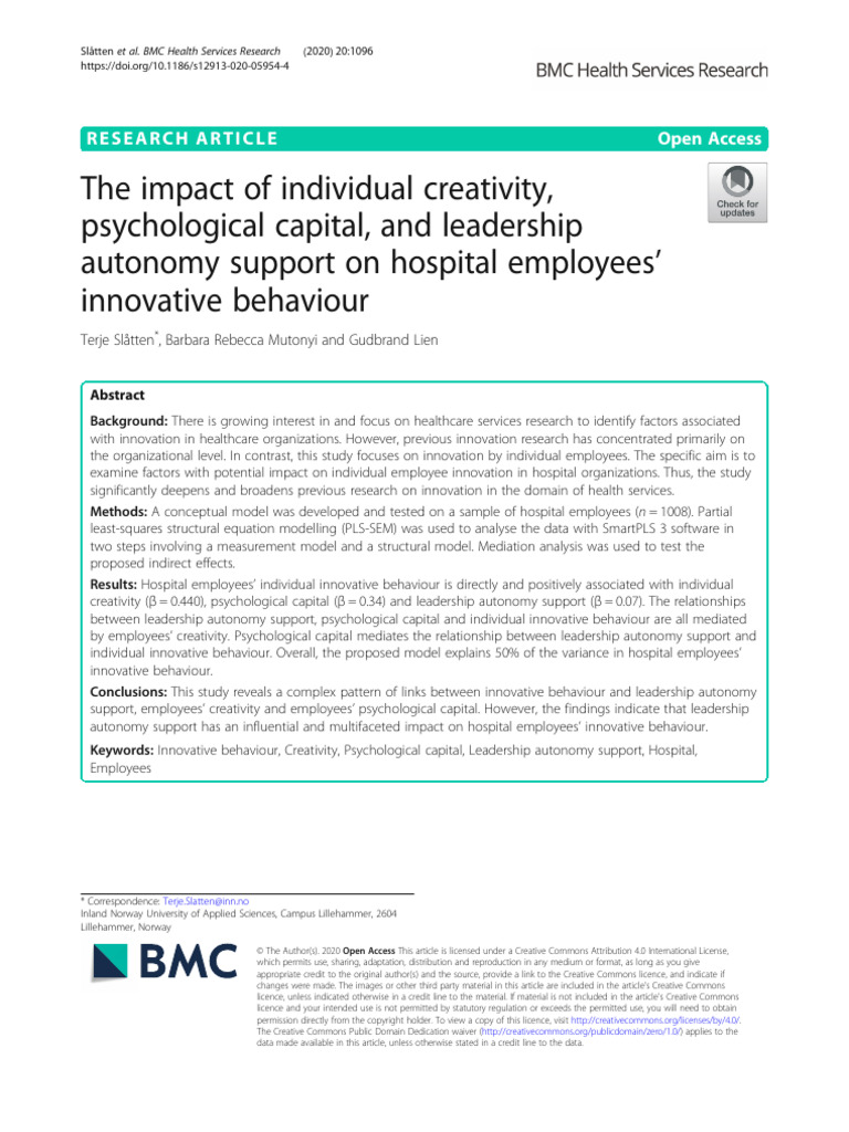 The Impact of Individual Creativity, Psychological Capital, and ...