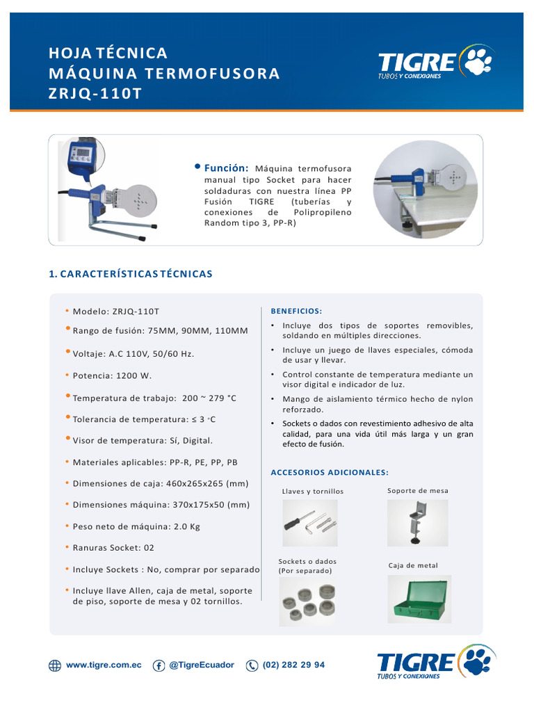 Hojas Tecnicas - Termofusoras JAF | PDF