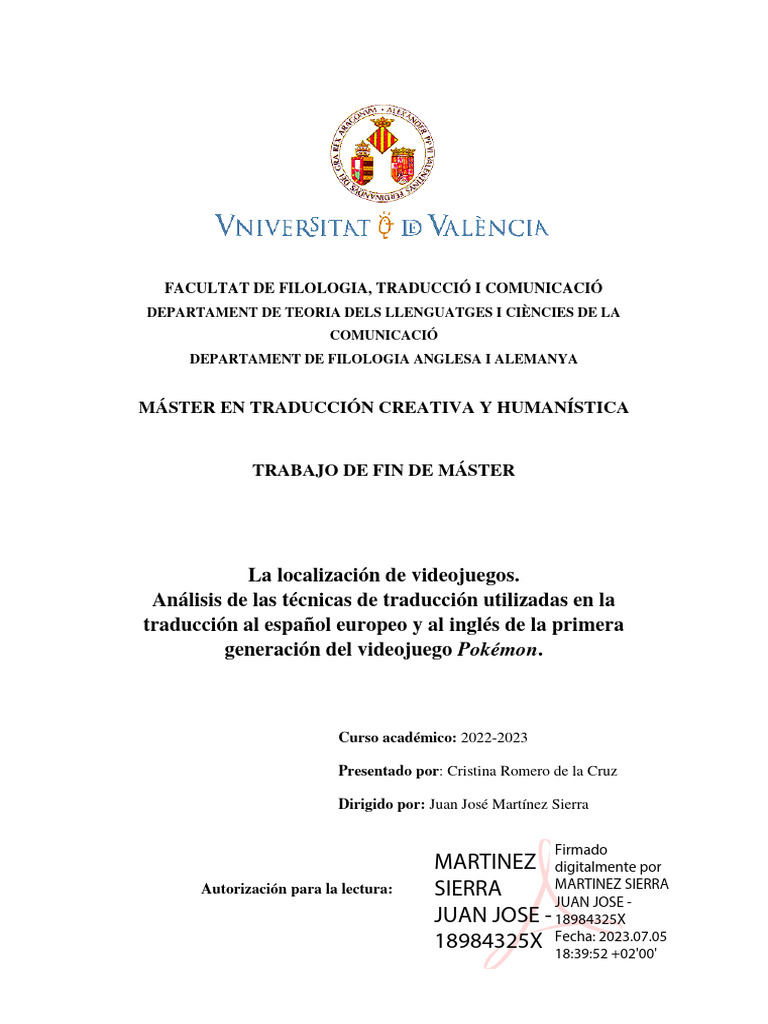 TFM - Cristina Romero de La Cruz | PDF | Traducciones | Lingüística