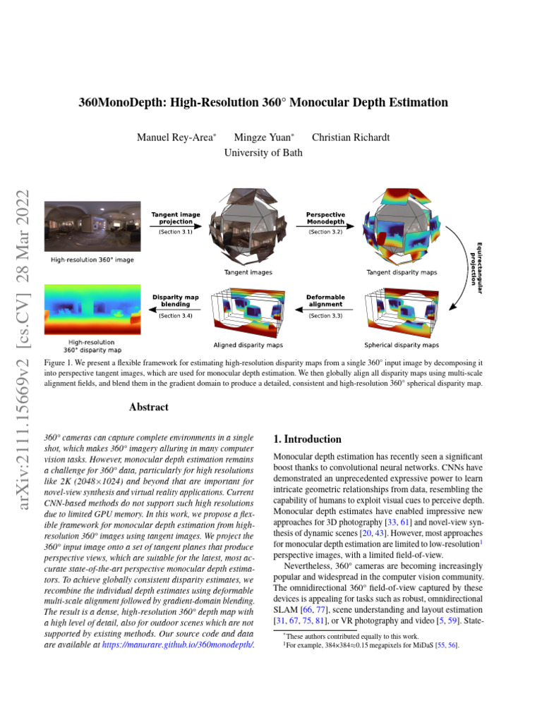360MonoDepth High-Resolution 360 Monocular Depth Estimation | PDF