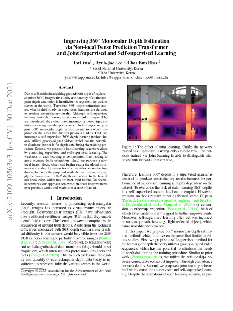 Improving 360 Monocular Depth Estimation Via Non-Local Dense Prediction Transformer and Joint ...