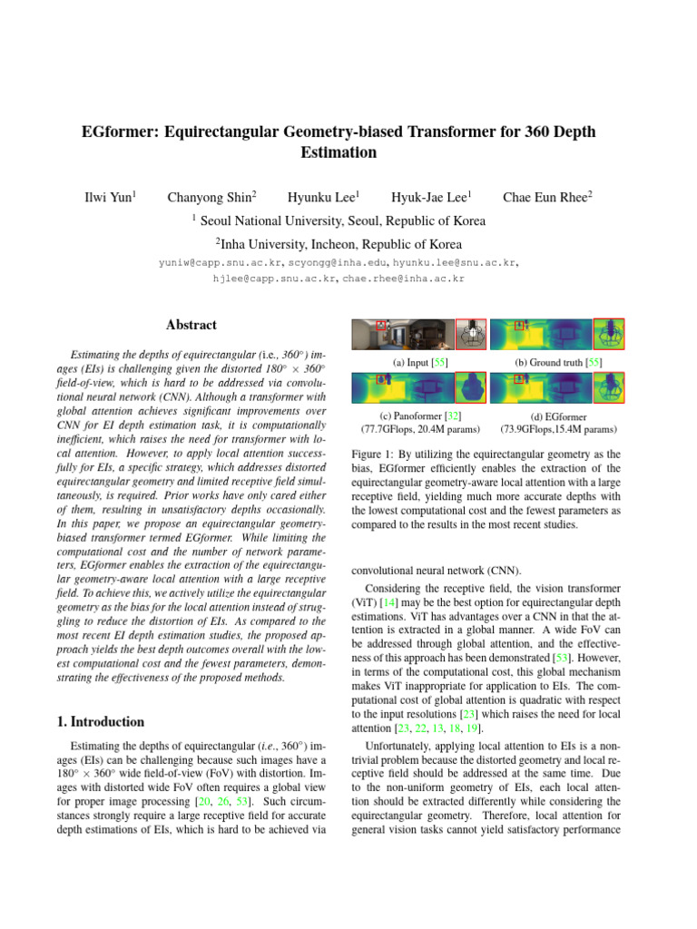 Egformer: Equirectangular Geometry-Biased Transformer For 360 Depth Estimation | PDF ...
