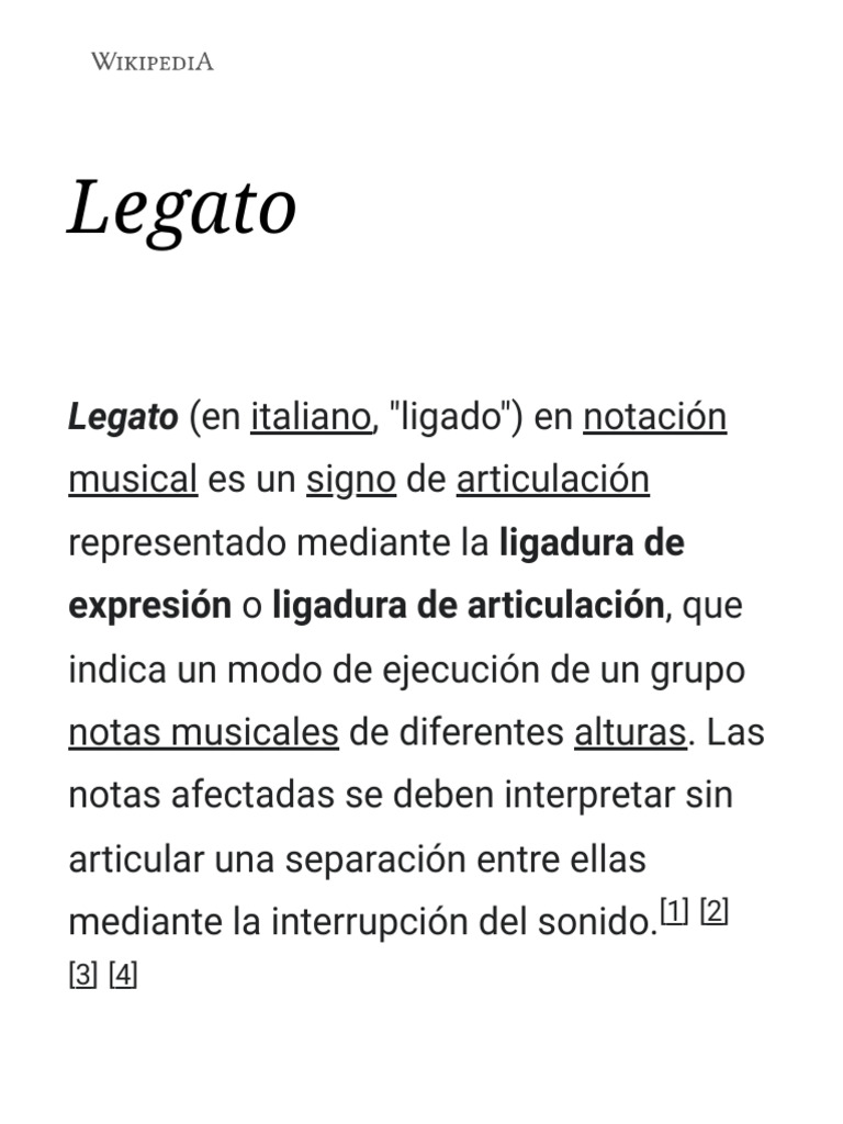 Legato - Wikipedia, La Enciclopedia Libre | PDF | Musicología ...