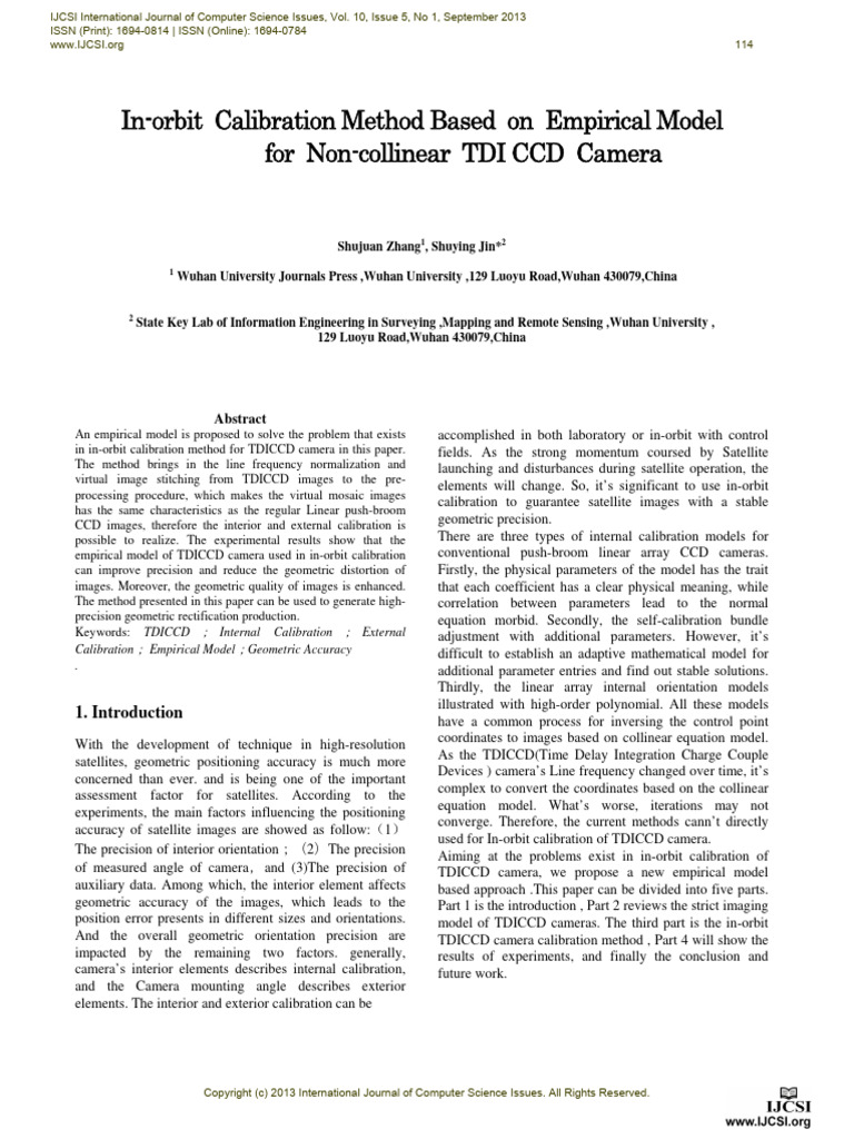 Shujuan Zhang, Shuying Jin In-Orbit Calibration Method Based On Empirical Model For Non ...