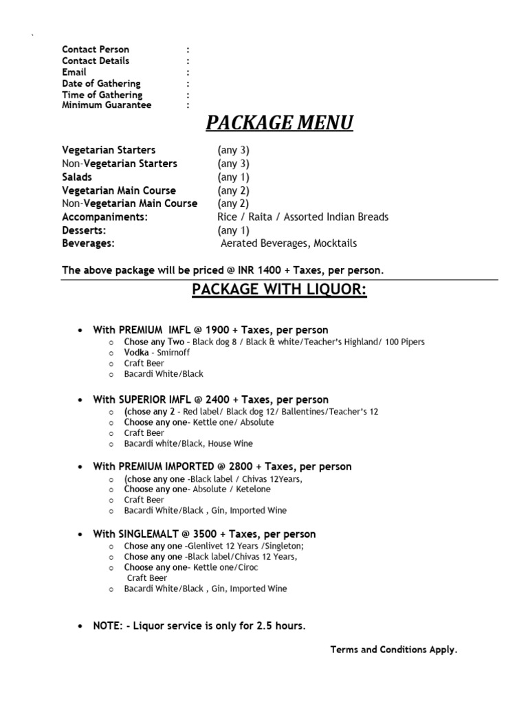 Package Menu | PDF | Indian Cuisine | Foods