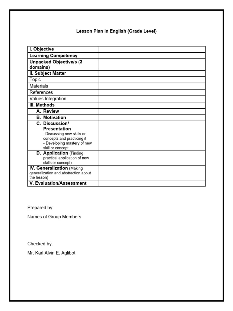 Lesson Plan in English | PDF