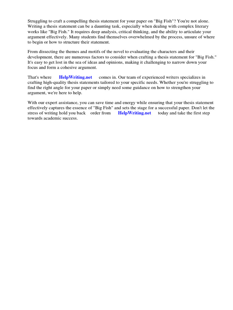 Thesis Statement For Big Fish | PDF | Science & Mathematics
