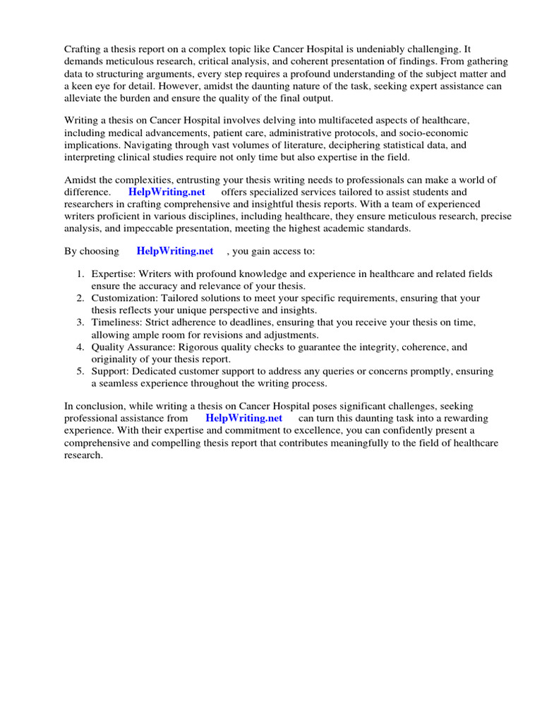Thesis Report On Cancer Hospital | Download Free PDF | Cancer | Breast ...