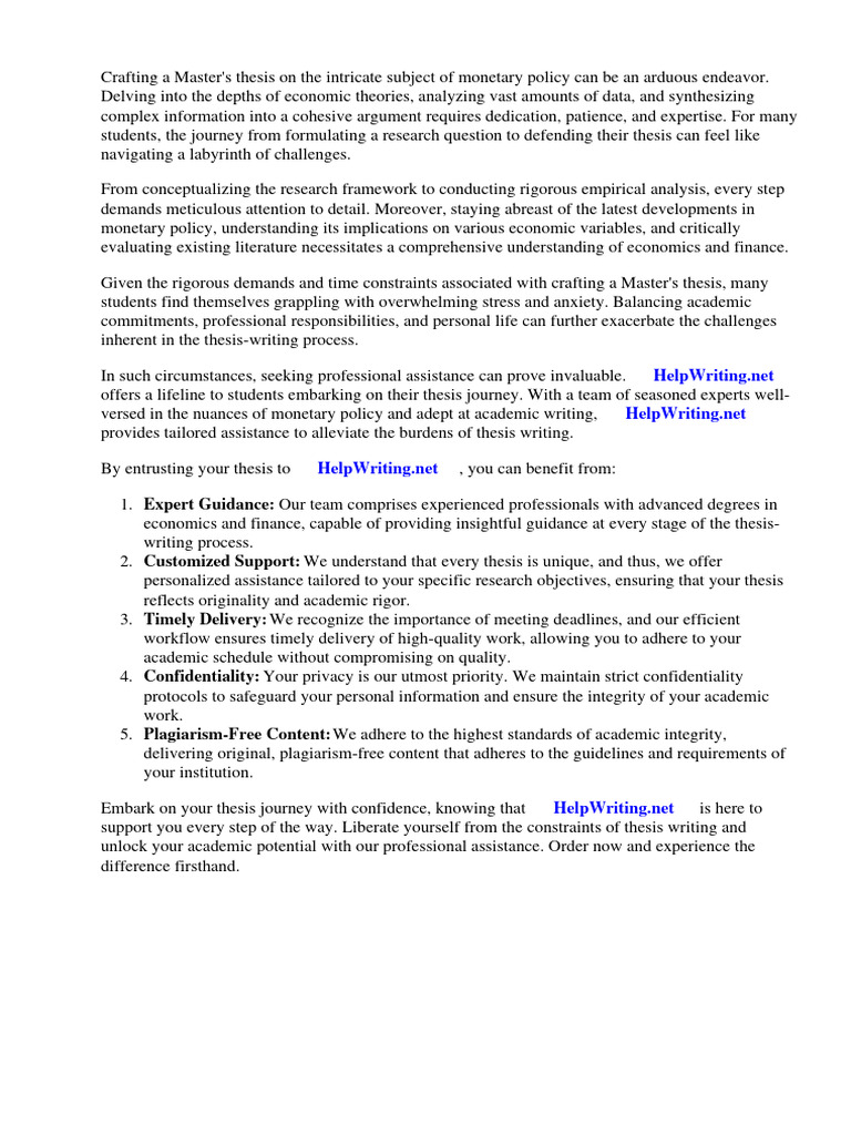 Master Thesis Monetary Policy | PDF