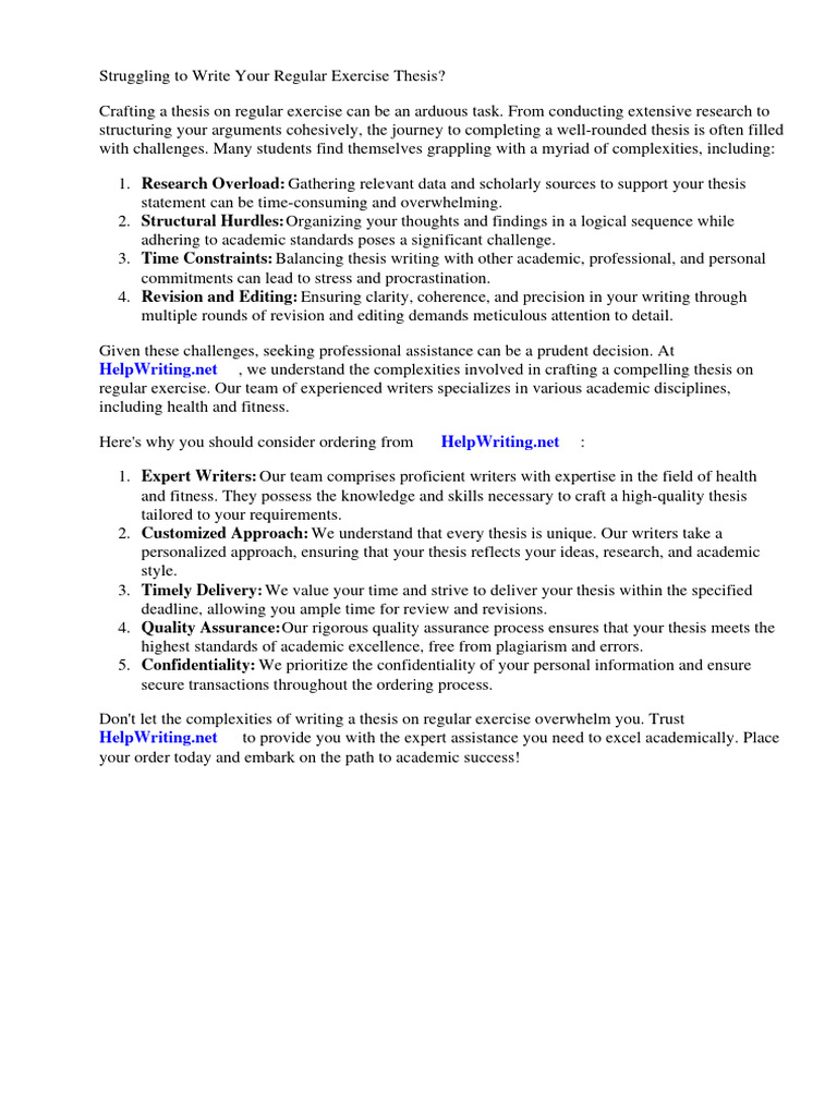 Regular Exercise Thesis Statement | PDF | Essays | Thesis