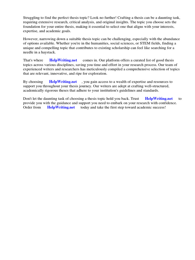 Good Thesis Topics List | Download Free PDF | Thesis | Adolescence