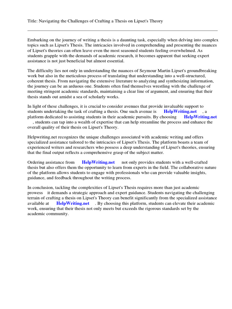 Lipset Thesis | PDF