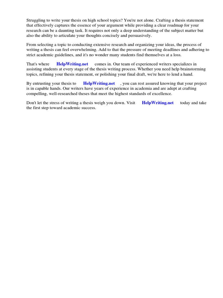 High School Thesis Statement Guide | PDF | Essays | Thesis
