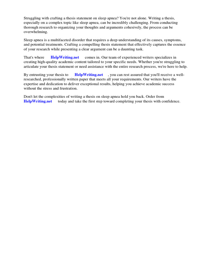 Sleep Apnea Thesis Statement | PDF | Sleep Apnea | Clinical Medicine