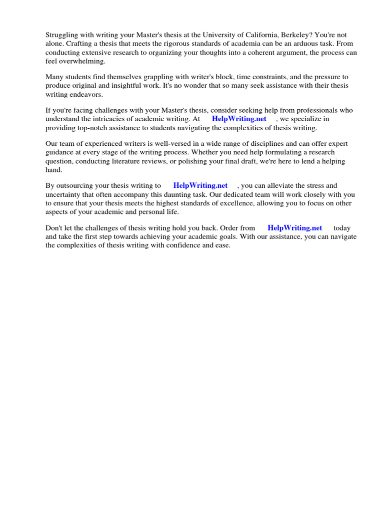 University of California Berkeley Master Thesis | PDF