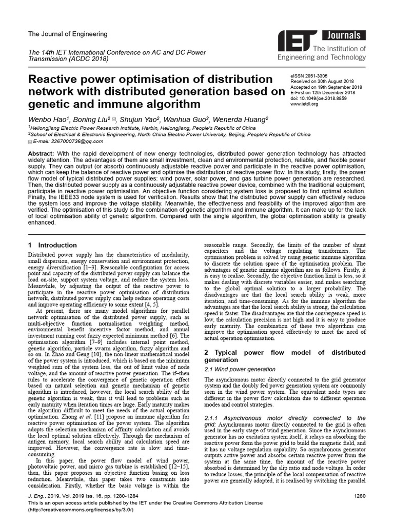 The Journal of Engineering - 2018 - Hao - Reactive Power Optimisation of Distribution Network ...