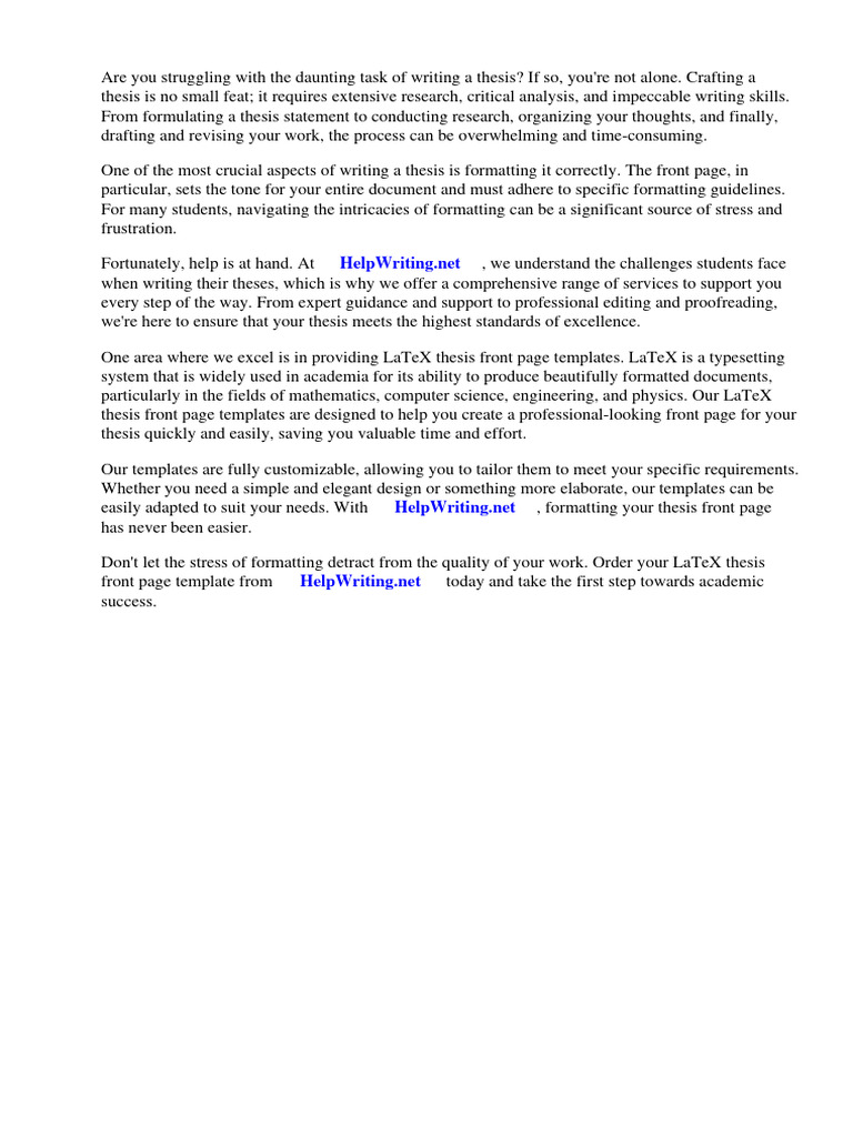 Latex Thesis Front Page Template | PDF | Te X | Thesis