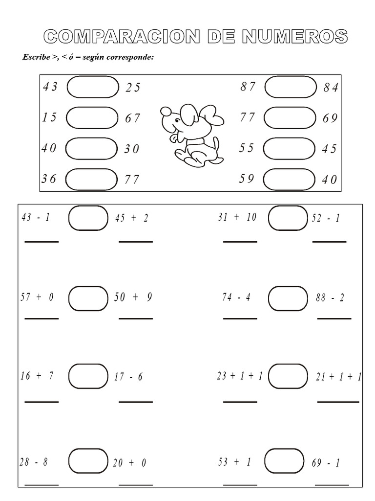 Comparación de Números para Primaria | PDF