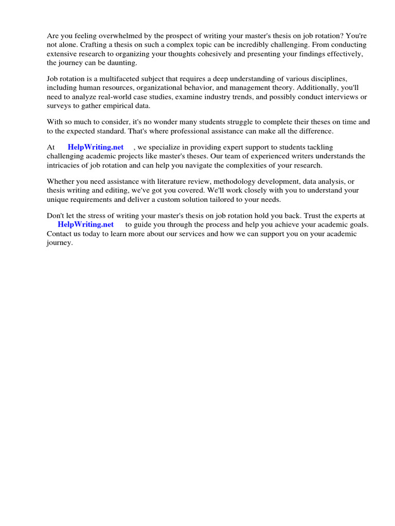 Master’s Thesis Help on Job Rotation | PDF | Thesis | Employment