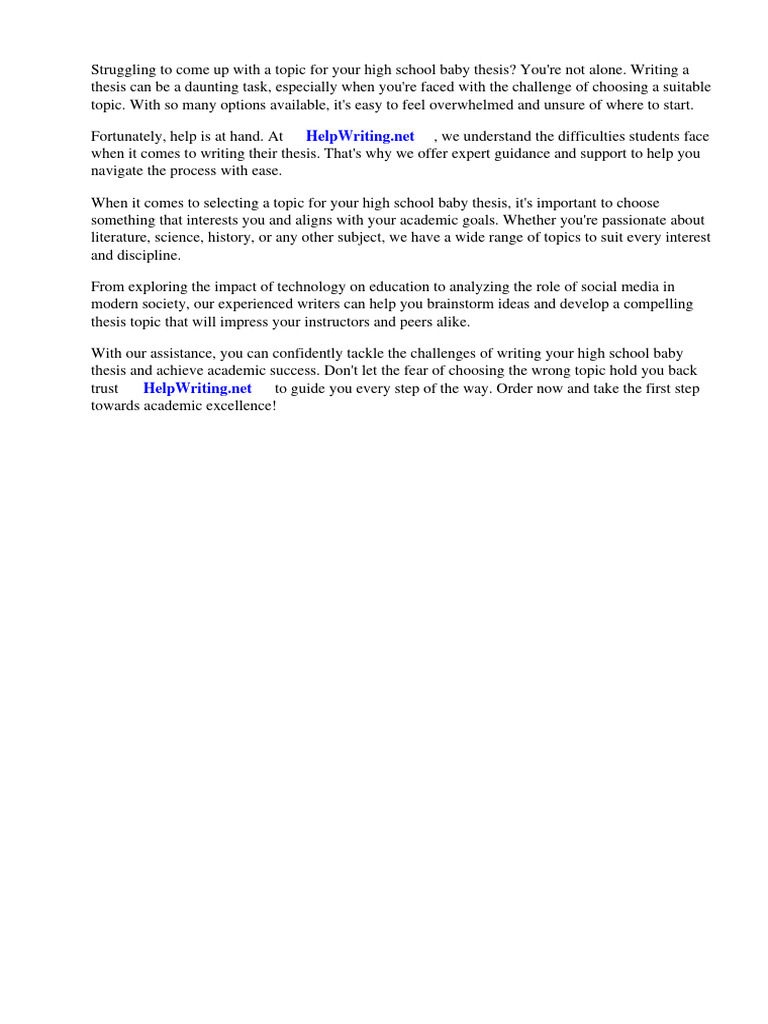 Baby Thesis Topics For High School | PDF