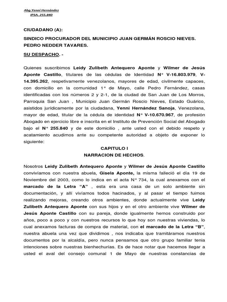Documento Casa Leydi Aponte y Wilmer | PDF
