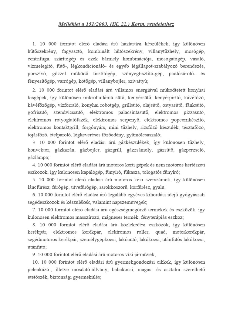 Melléklet A 151 - Jótállás | PDF