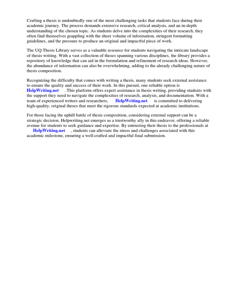 Uq Thesis Library | PDF | Libraries | Thesis